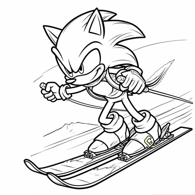 Coloriage Sonic fait du ski – colorIAge